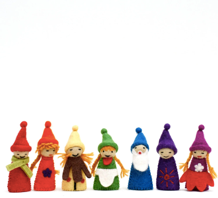 TARA TREASURES - Rainbow Colourful Gnomes Finger Puppet Set | Oak & Haven